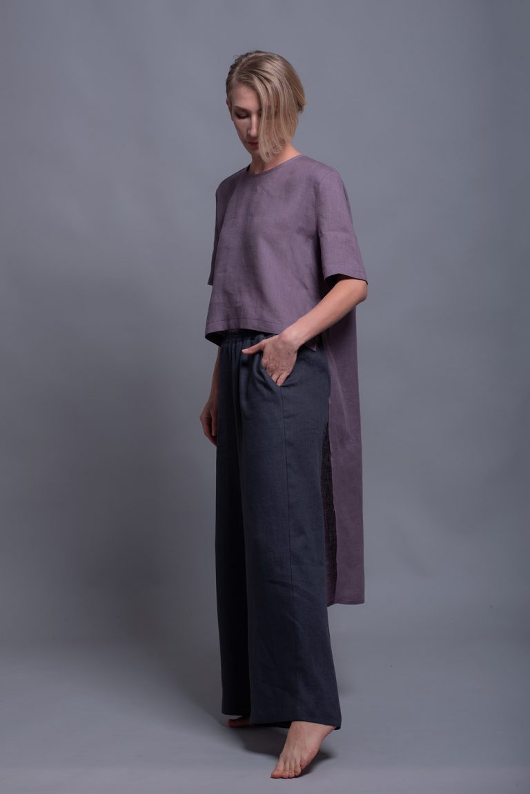 Short Front Long Back Linen Top, Women's Linen Clothes | Shantima
